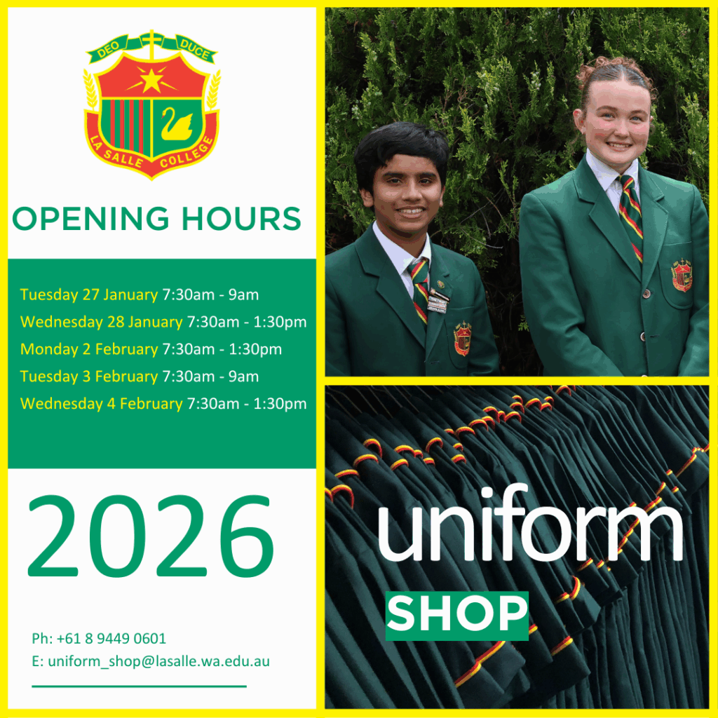 January 2026 Uniform Shop Hours - La Salle College